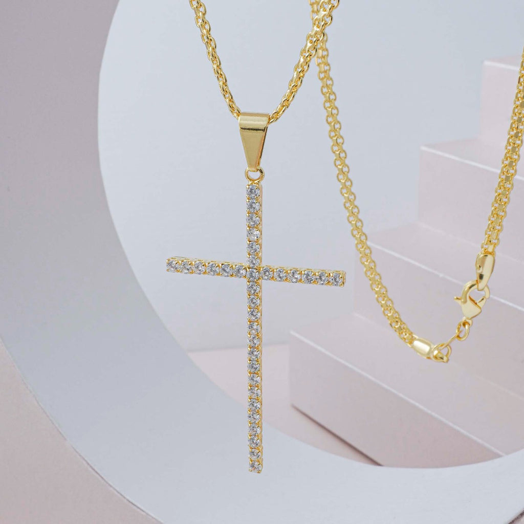 Dije Cruz Sparkle 5 Cms – Oro Antioquia